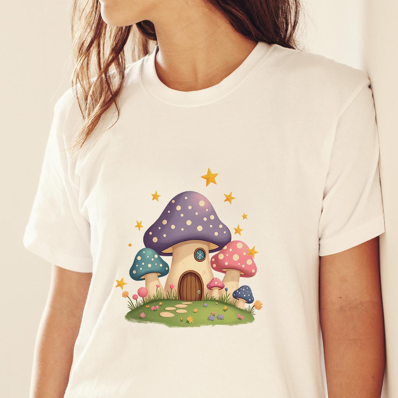 21 Whimsical Fairy Mushroom House Clipart, Cute Kids Room Wall Art ...