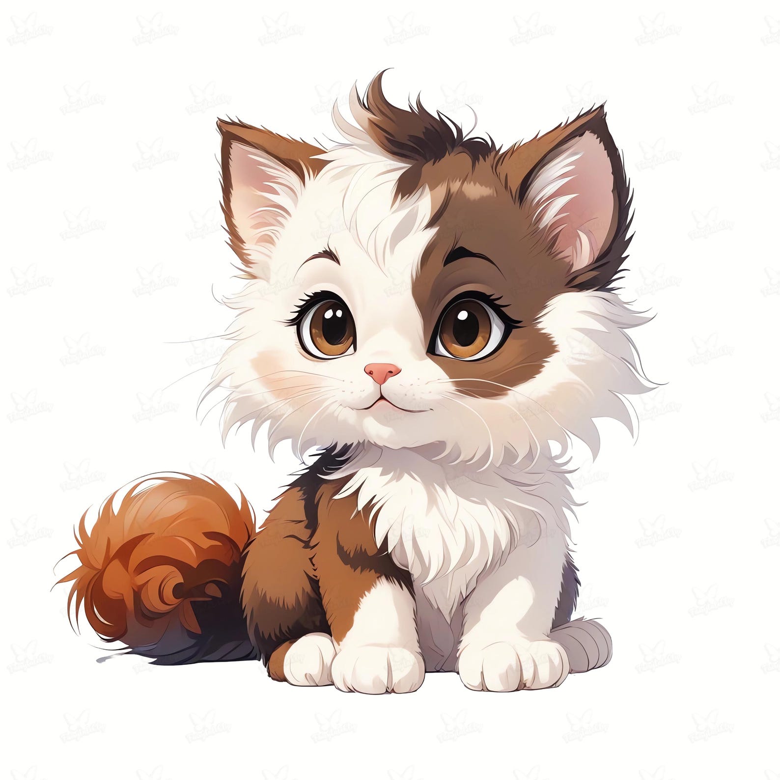 30 Cute Kitten Clipart, Kawaii Cat PNG | JPG Bundle, Watercolor Kittens ...