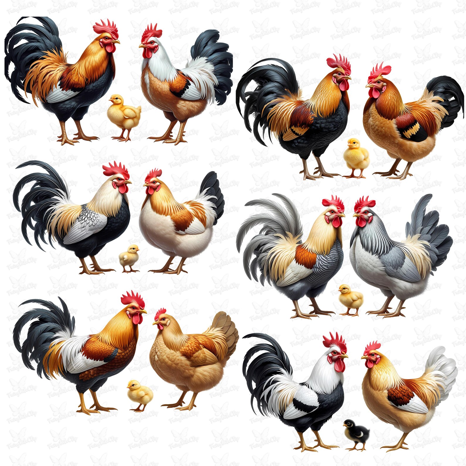 Watercolor Chicken Clipart: Farm Animal 30 PNG Bundle (digital Download ...