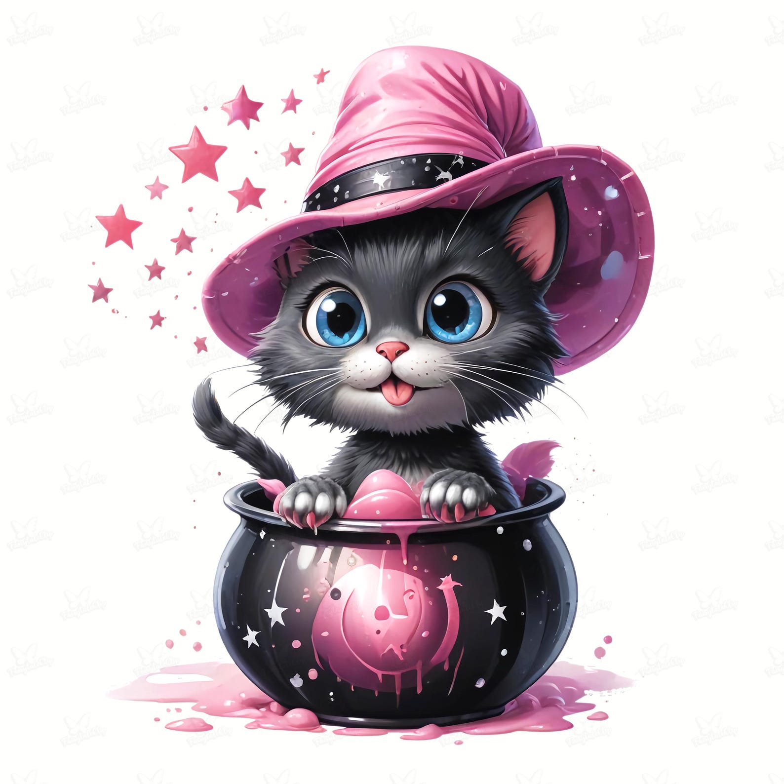 14 Cute Halloween Cat Clipart PNG | Witch Kitten Art | Spooky Season ...