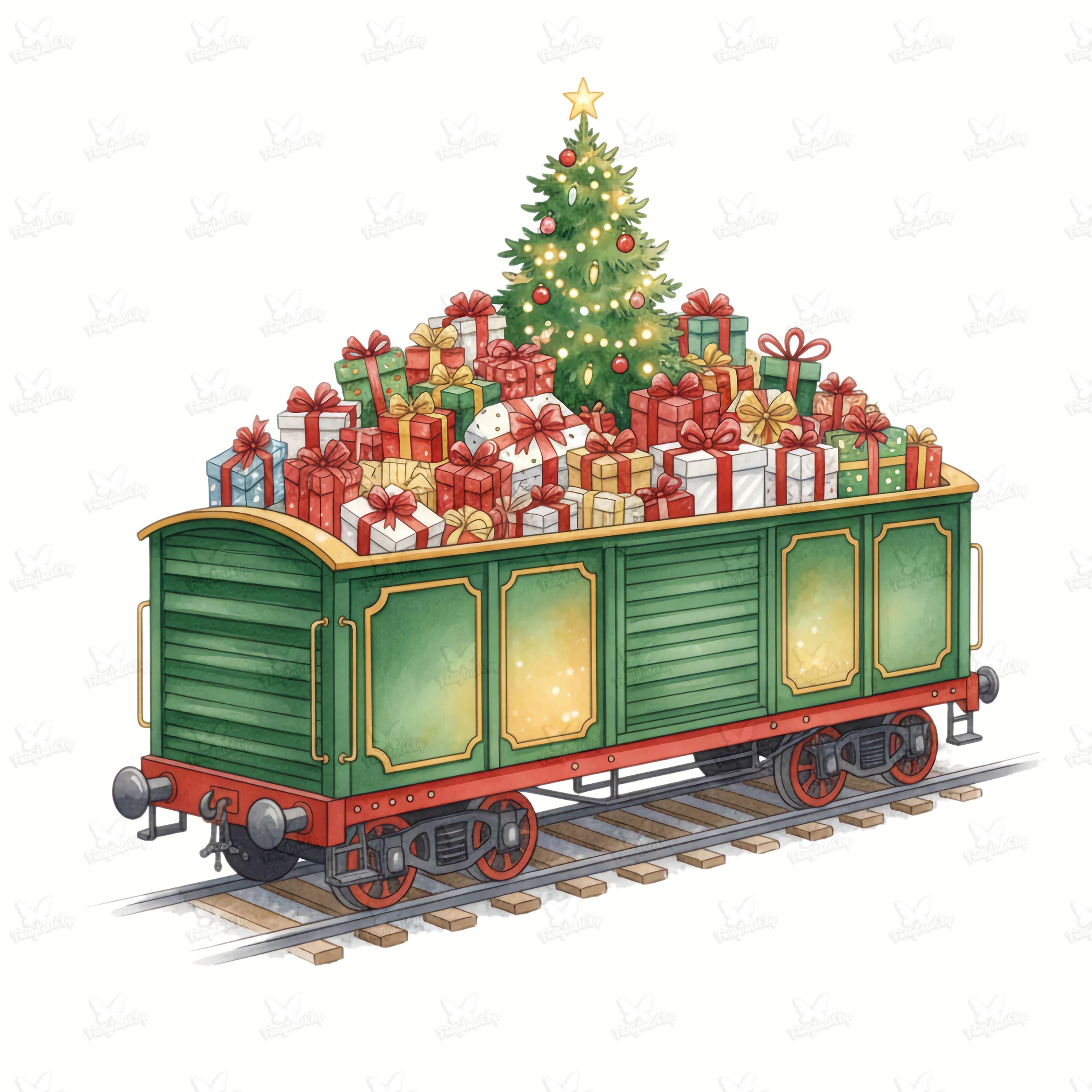 16 Watercolor Polar Express Clipart | Christmas Train PNG | Holiday ...
