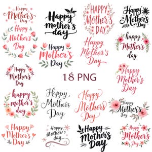 Mother's Day Quote Clipart Bundle: Watercolor 104 Pngs (digital ...