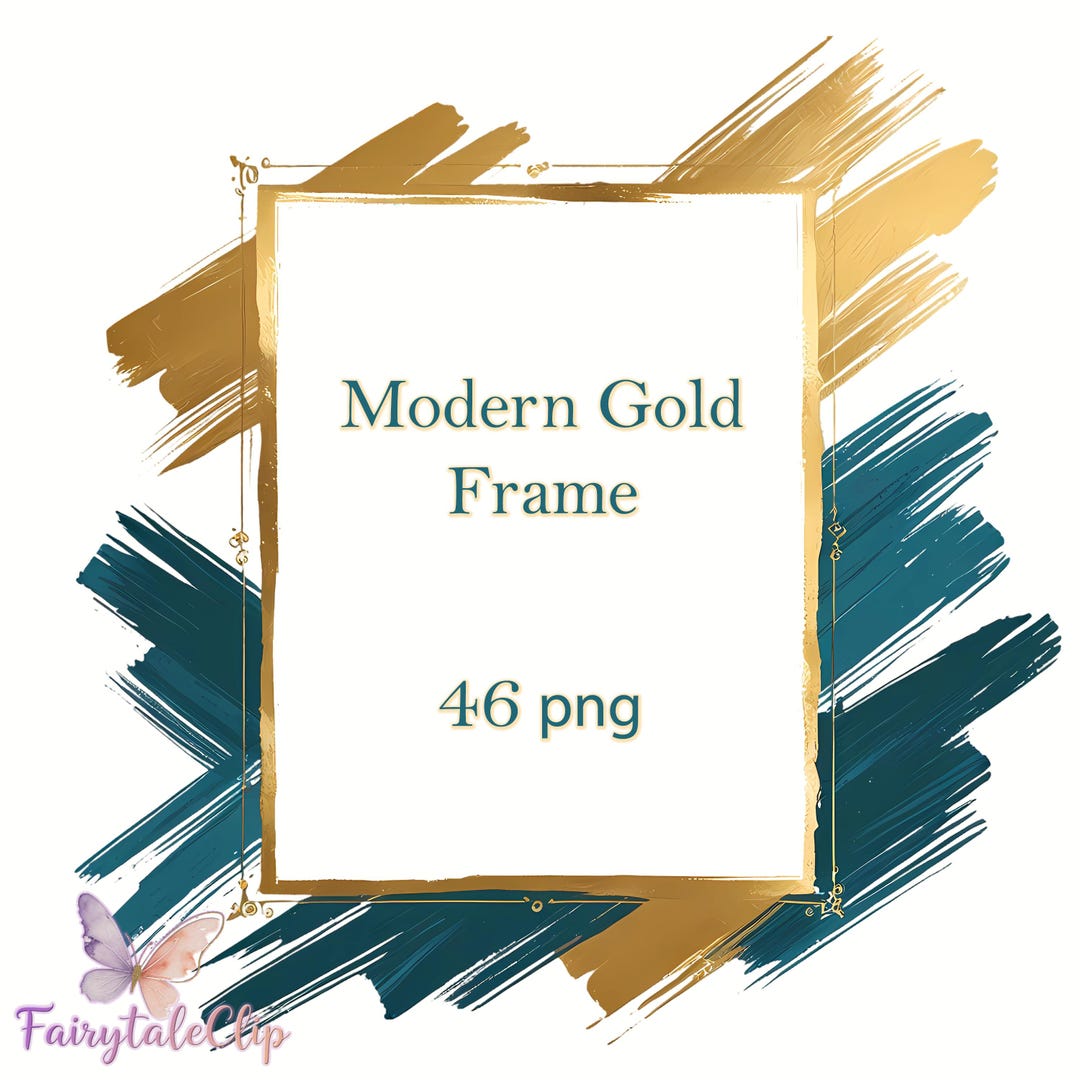 Gold Frame Clipart Set: Abstract Brushstroke Borders, 46 PNG, 4096x4096 ...