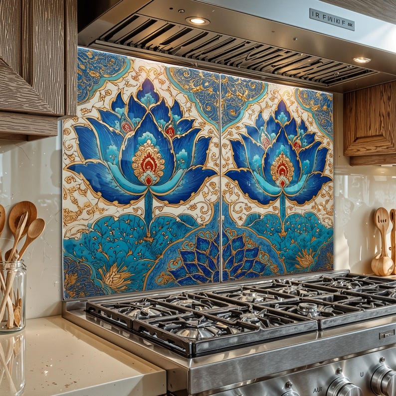 Tempered Glass Backsplash for Kitchen - Easy to Clean, Heat Resistant ...