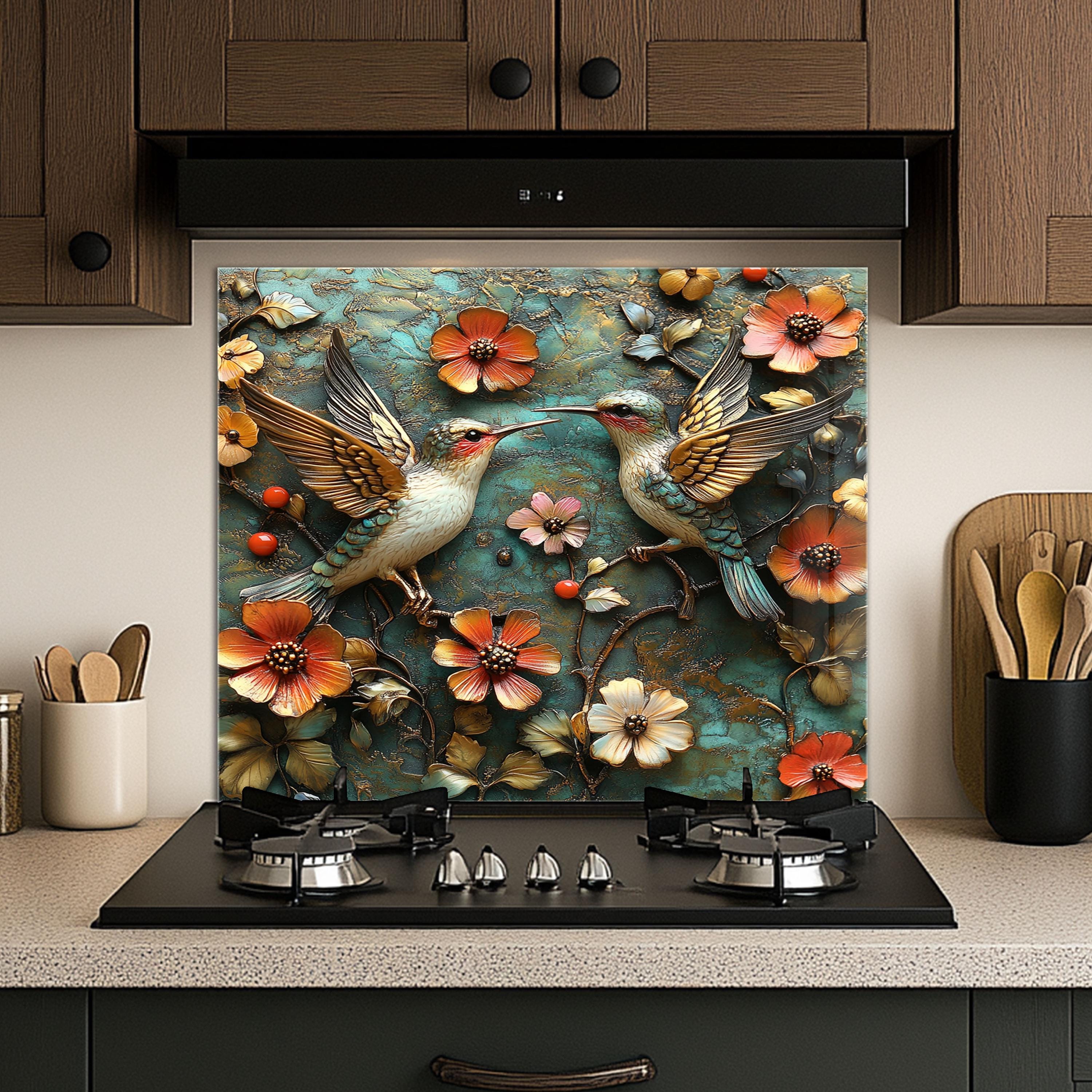 Tempered Glass Backsplash for Kitchen - Easy to Clean, Heat Resistant ...