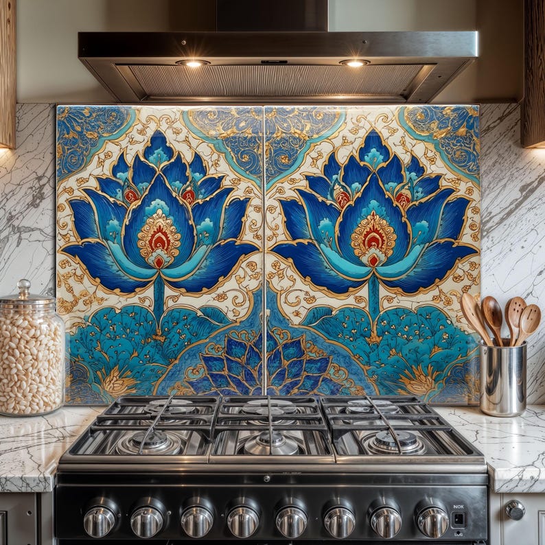 Tempered Glass Backsplash for Kitchen - Easy to Clean, Heat Resistant ...