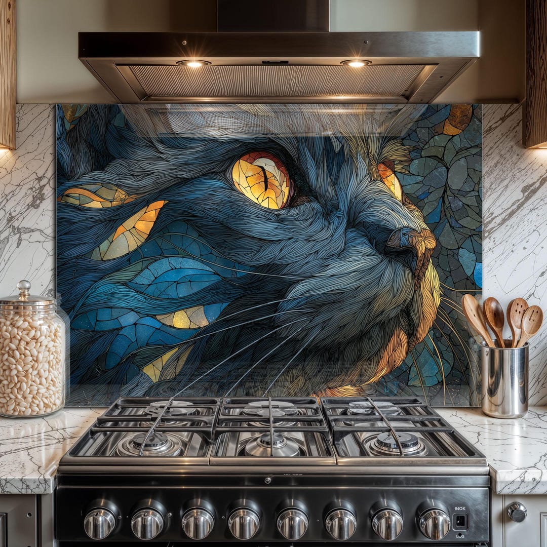 Tempered Glass Backsplash for Kitchen - Easy to Clean, Heat Resistant ...