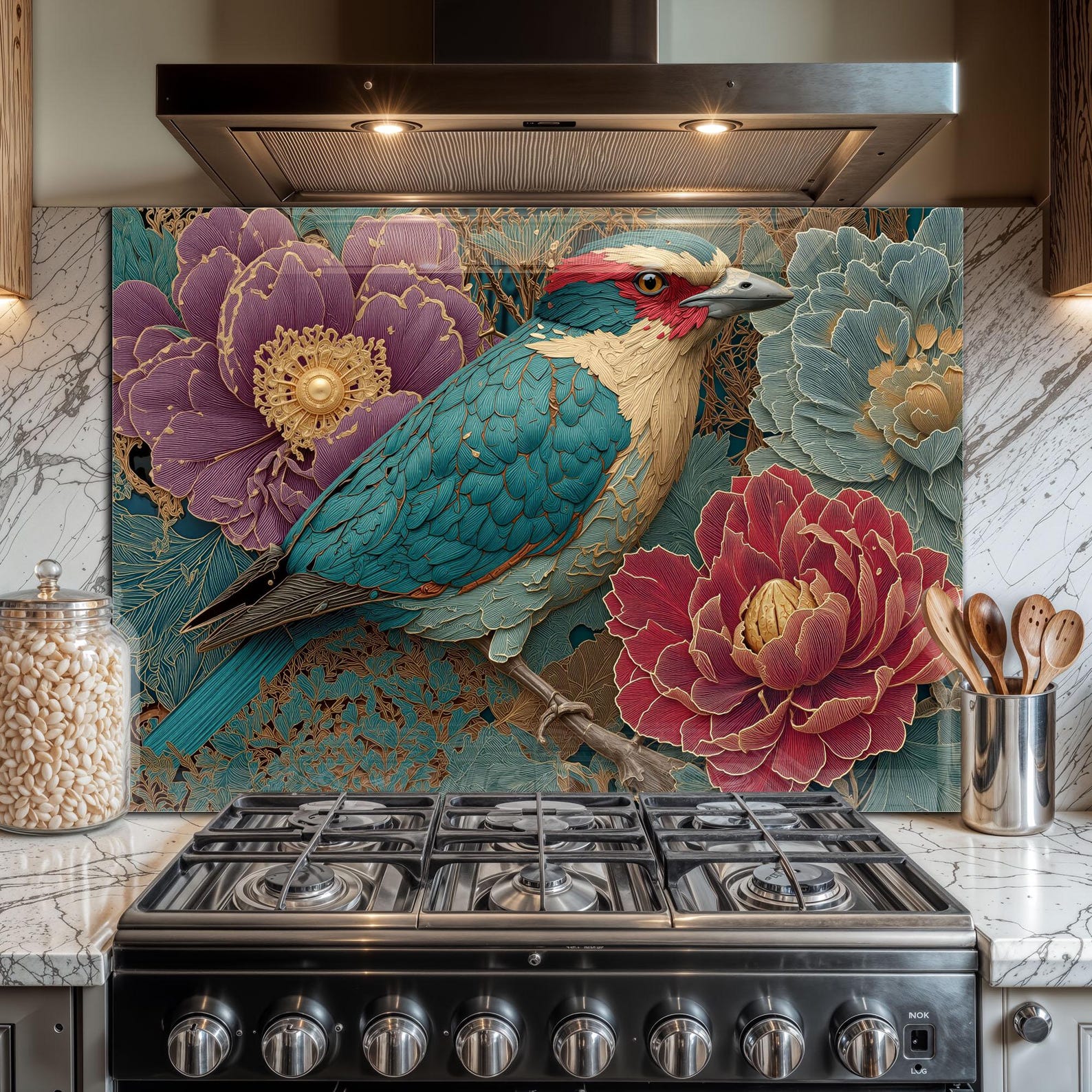 Tempered Glass Backsplash for Kitchen - Easy to Clean, Heat Resistant ...