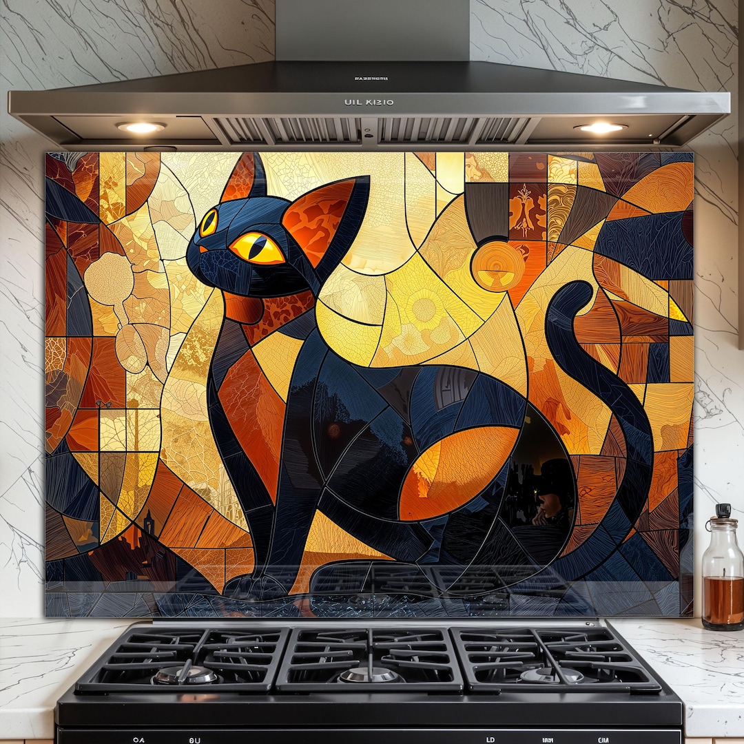 Tempered Glass Backsplash for Kitchen - Easy to Clean, Heat Resistant ...