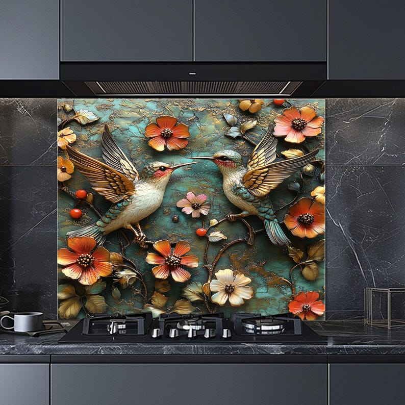 Tempered Glass Backsplash for Kitchen - Easy to Clean, Heat Resistant ...