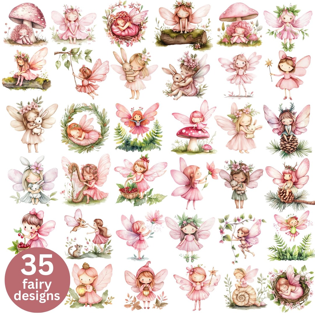 Watercolor Fairy Garden Clipart: Mushroom House, Princess PNG Bundle - Etsy