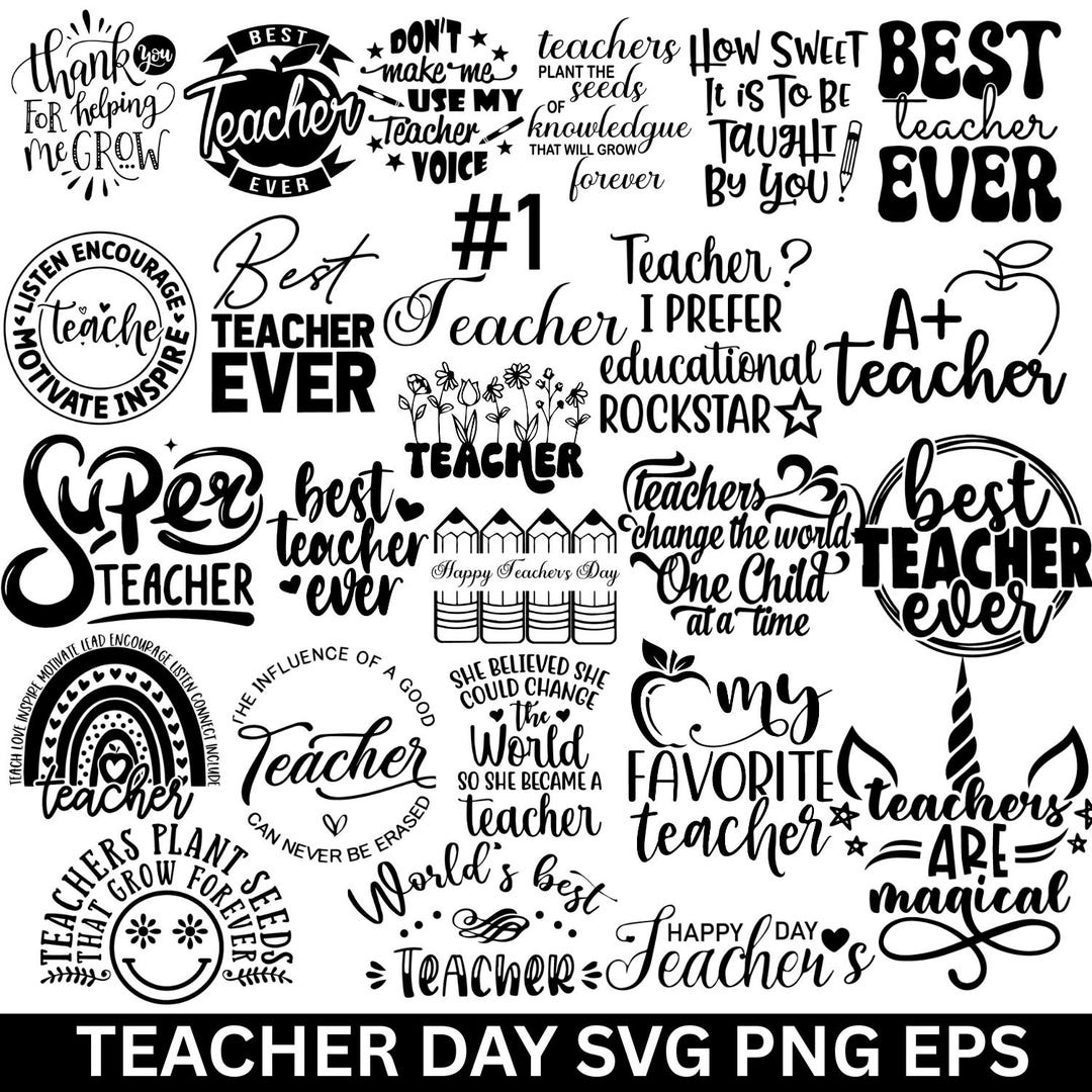 Teacher Appreciation SVG Bundle: Thank You Quote, Teacher Life ...