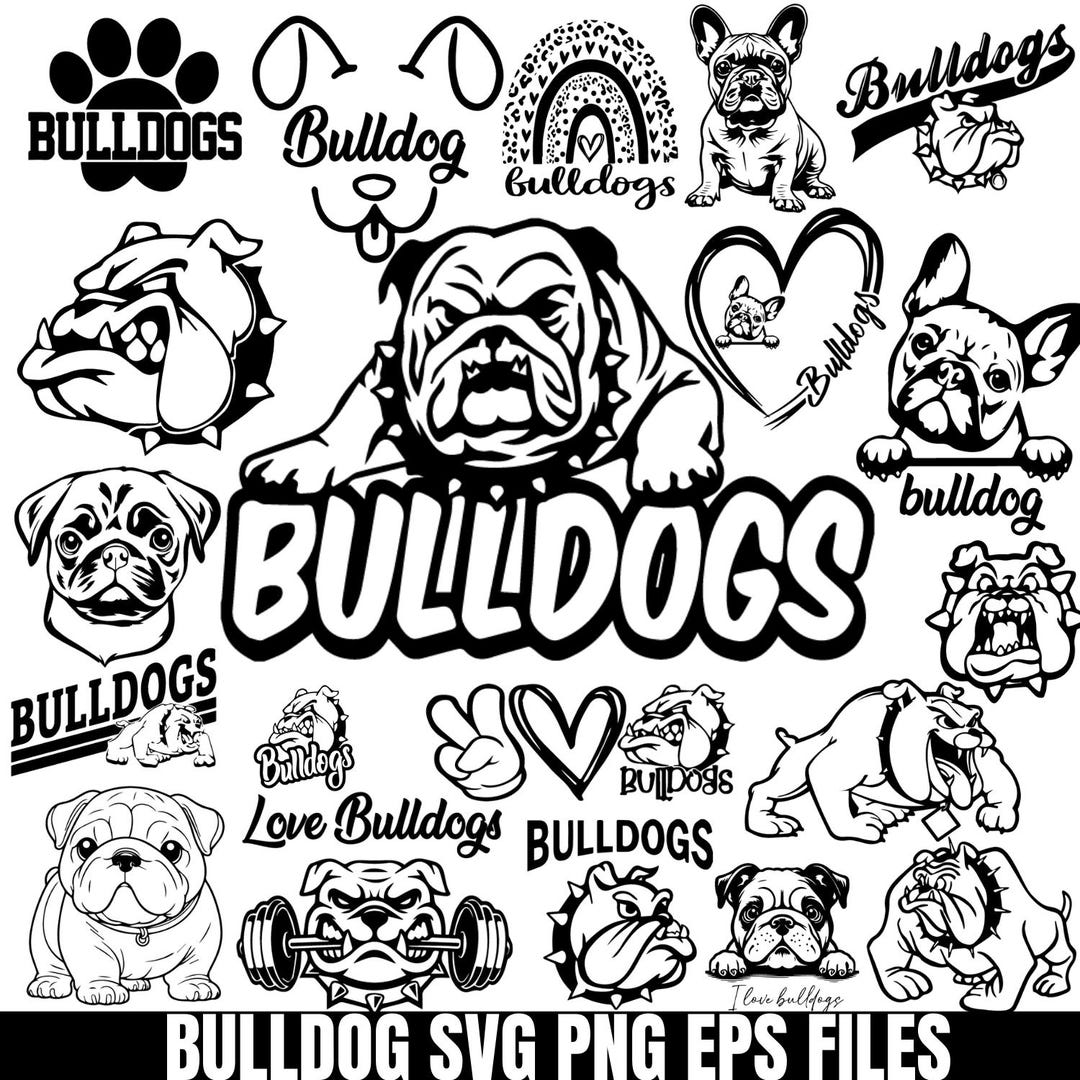 Bulldog Mascot SVG Bundle: Drip Style Clipart for Cricut - Etsy