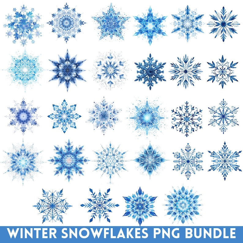 Winter Snowflake PNG Bundle, Holiday Graphics (digital Download) - Etsy