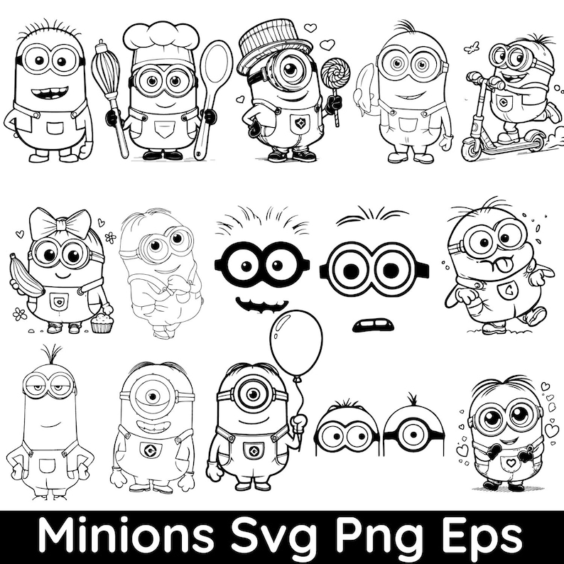 Minions SVG Bundle, Cartoon Clipart (svg, Png, Eps) - Etsy