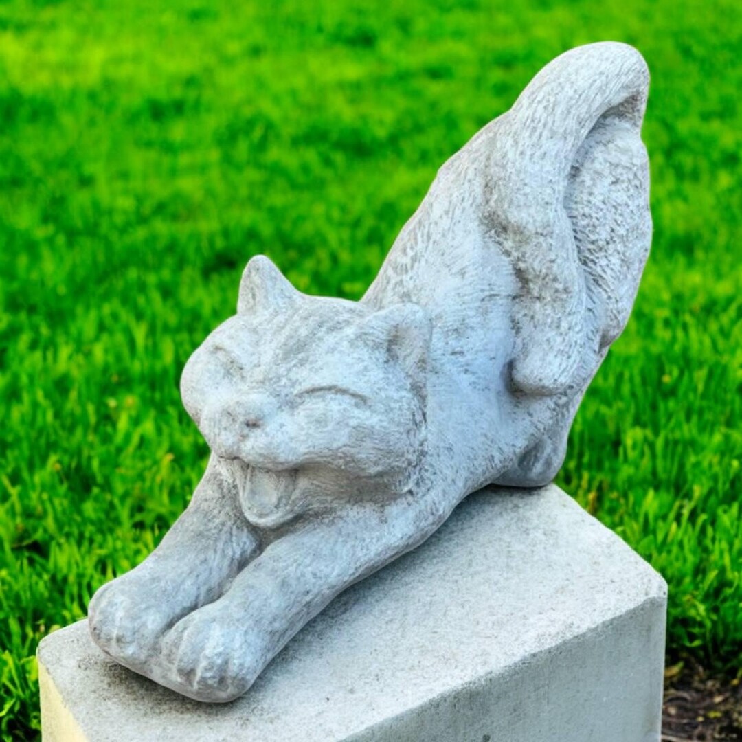Yard Cat Statue, Kitten Lawn Design, Outside Pet Art, Concrete Cat ...