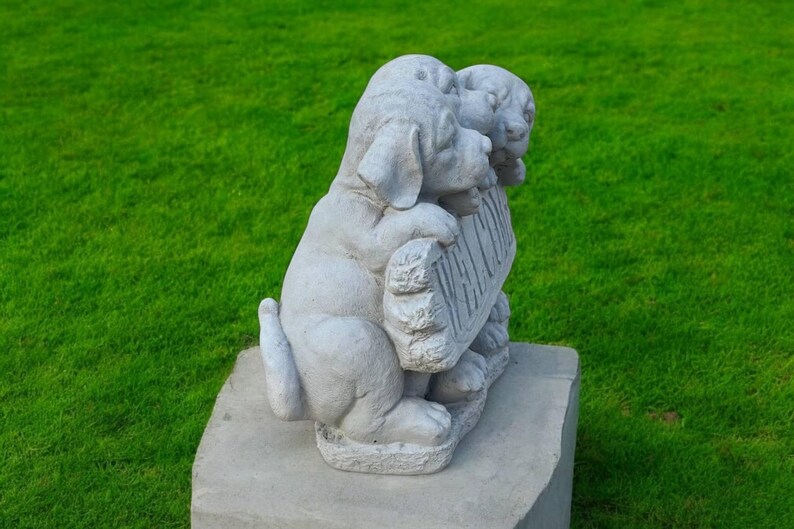Welcome Home Statue, Concrete Puppies Figure, Three Dogs Decoration ...