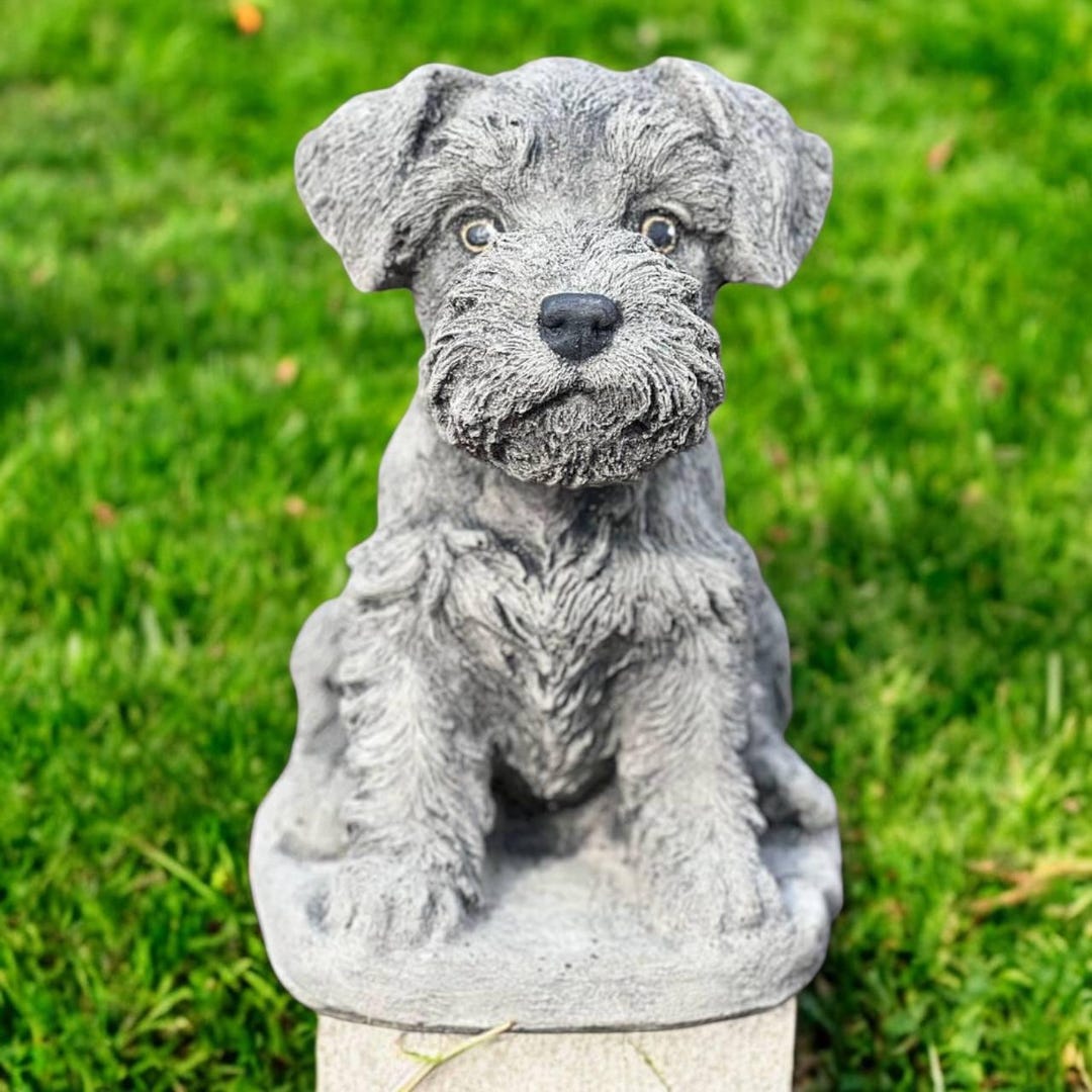 Beton Schnauzer Statue, Concrete Dog Sculpture, Outside Pet Art, Yard ...