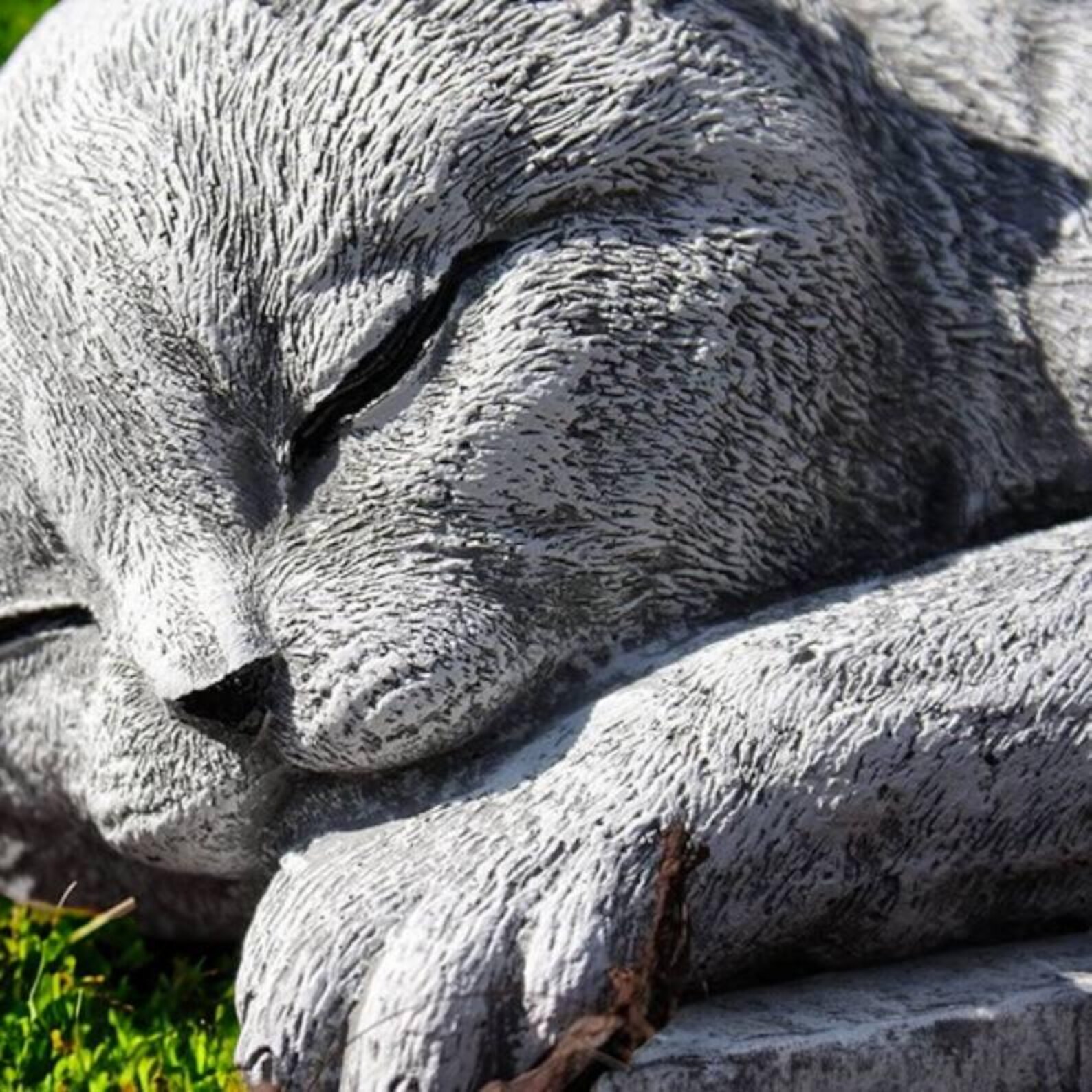 Cement Cat Statue, Lawn Pet Decoration, Kitten Garden Design, Sleeping ...