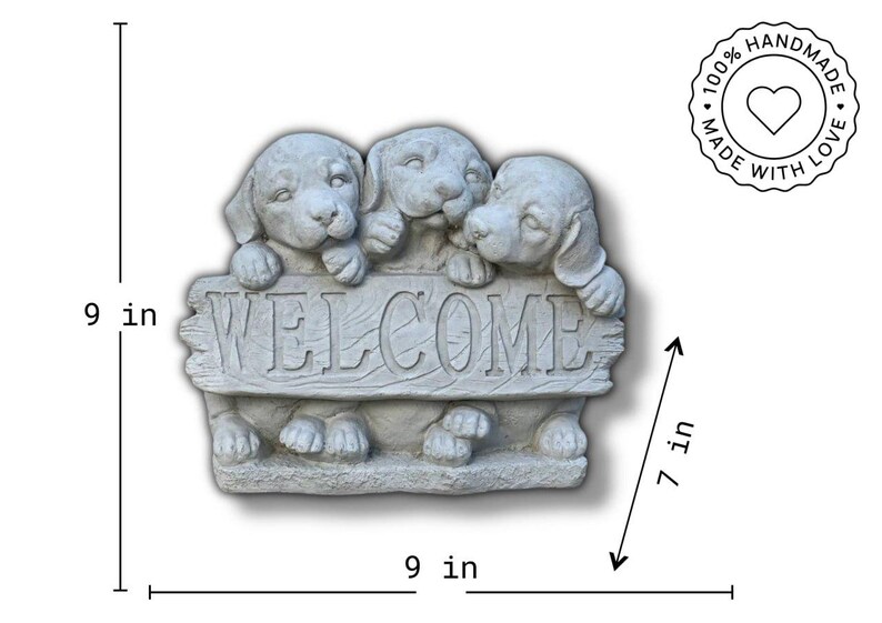 Welcome Home Statue, Concrete Puppies Figure, Three Dogs Decoration ...