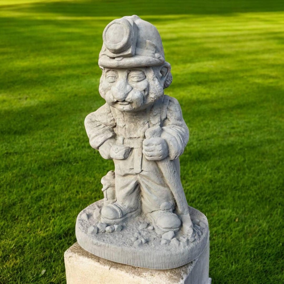 Beton Miner Figure, Concrete Man, Lawn Ornament, Garden Miner Art, Yard ...