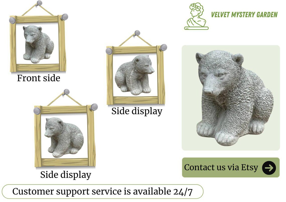Bear Statue, Outdoor Animal, Large Bear, Concrete Sculpture, Outdoor ...