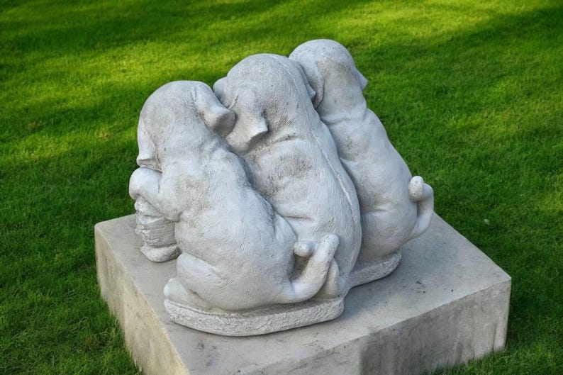 Welcome Home Statue, Concrete Puppies Figure, Three Dogs Decoration ...