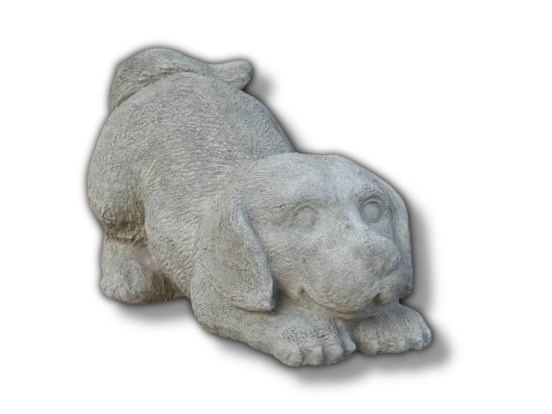 Small Puppy Statue, Concrete Playful Dog, Pet Home Decor, Outdoor Dog ...