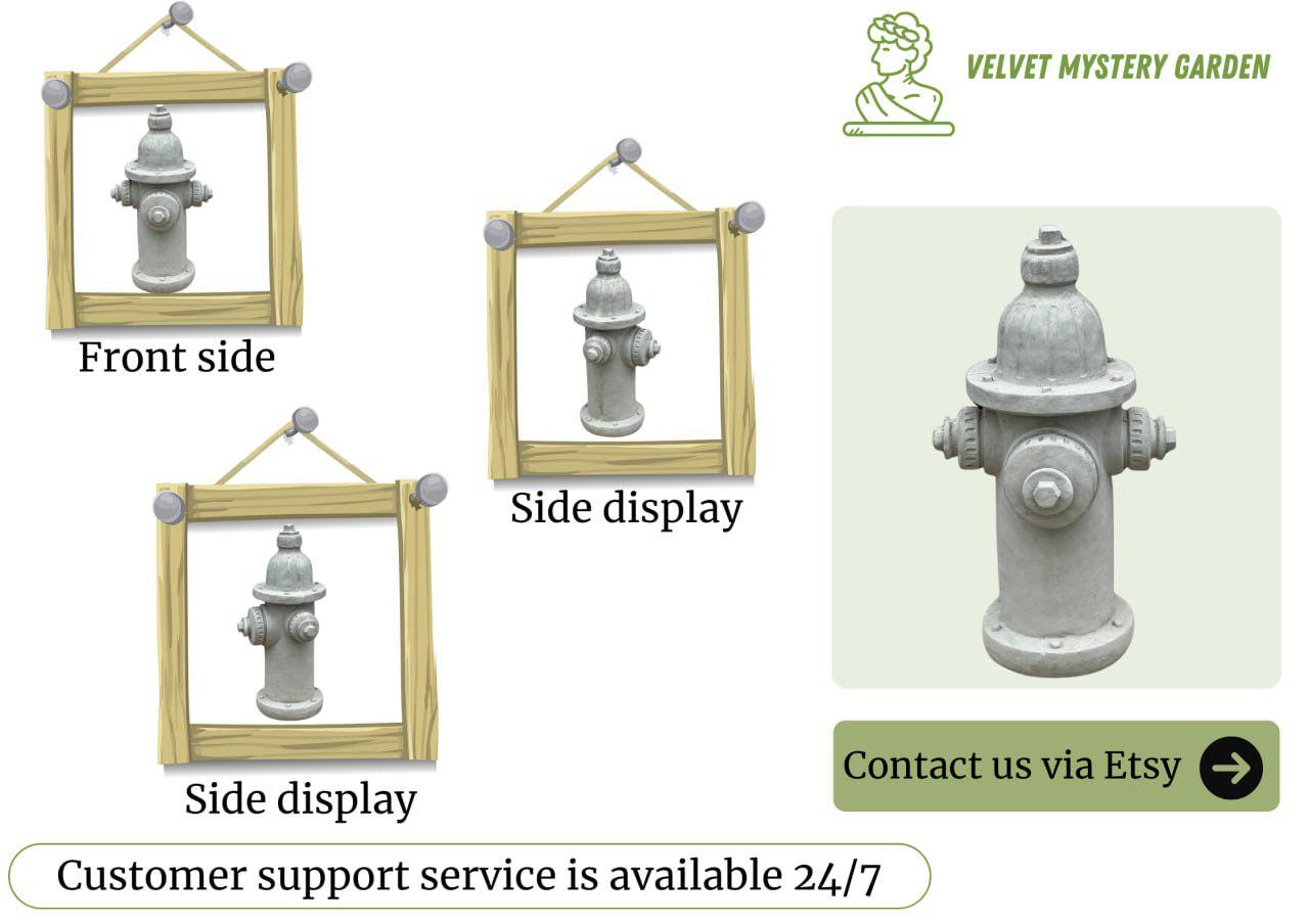 Garden Hydrant Statue, Beton Ornament, Backyard Decoration, Realistic ...