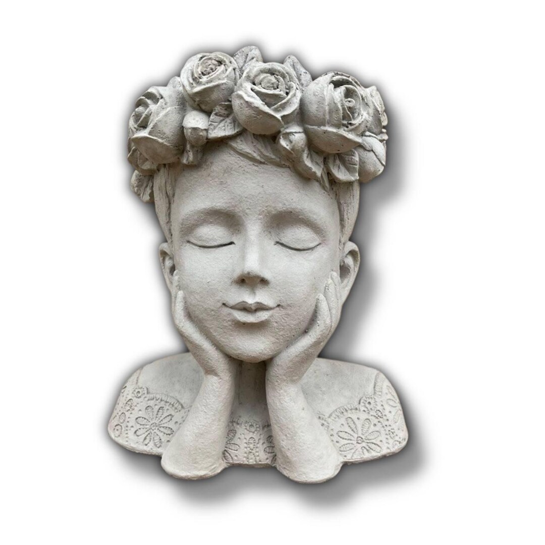 Yard Flowers Pot Statue, Outdoor Decoration, Cement Planter Figurine ...