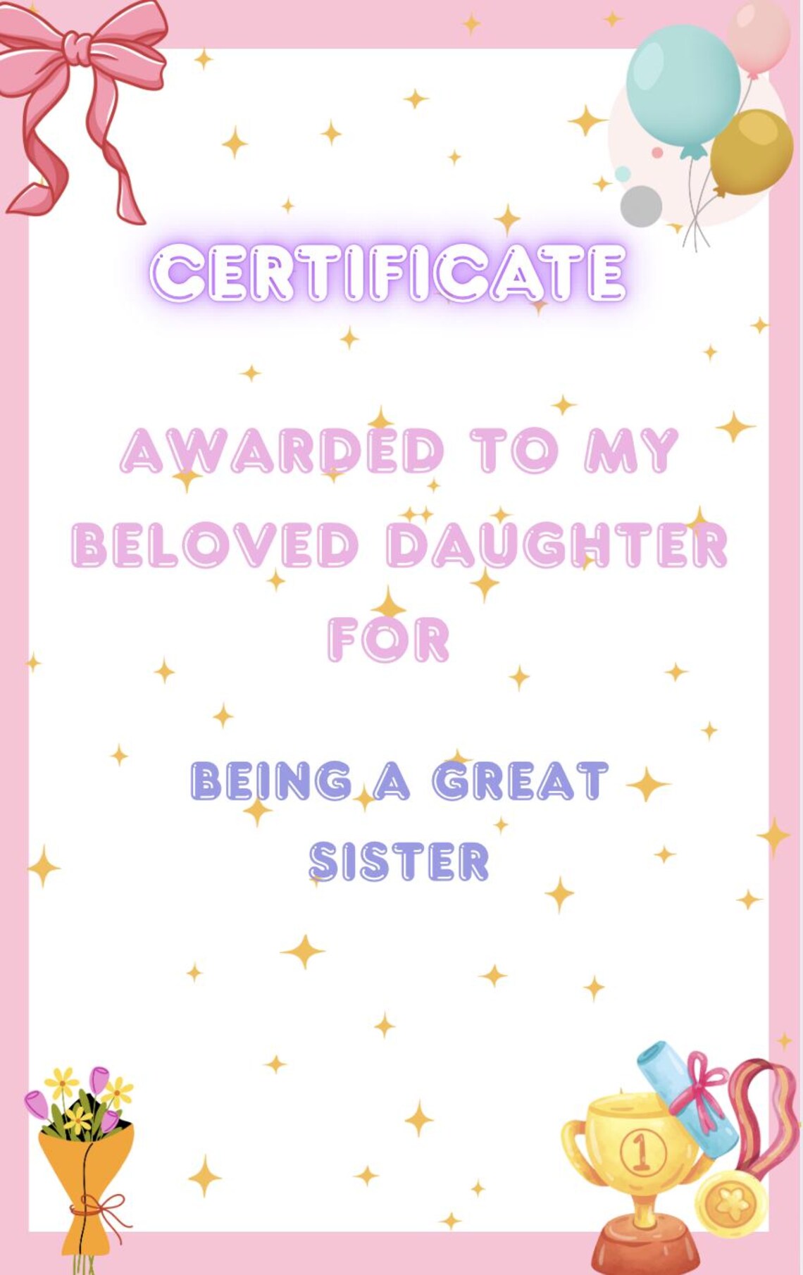 Printable Certificates for Girls – Home & School Awards (PDF) - Etsy