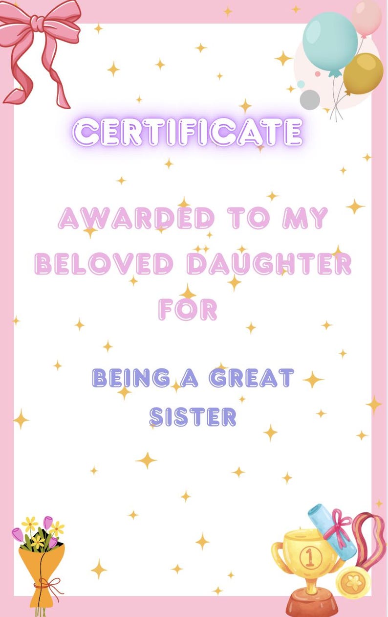 Printable Certificates for Girls – Home & School Awards (PDF) - Etsy