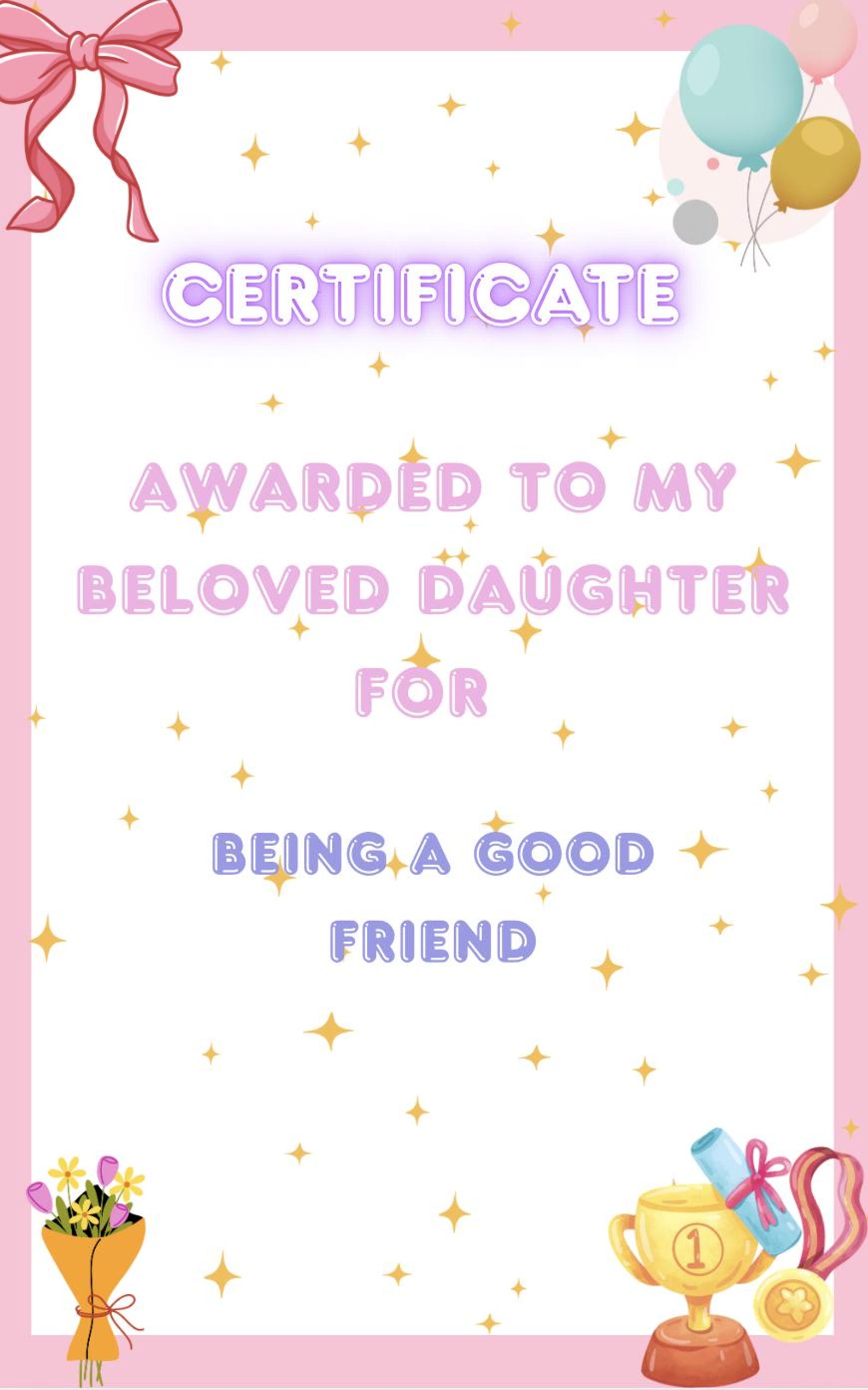 Printable Certificates for Girls – Home & School Awards (PDF) - Etsy