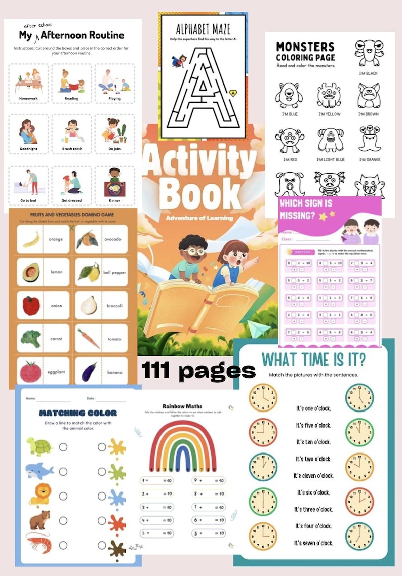 Kids Activity Workbook Printable | Math, Logic & Emotions | 111 Pages ...