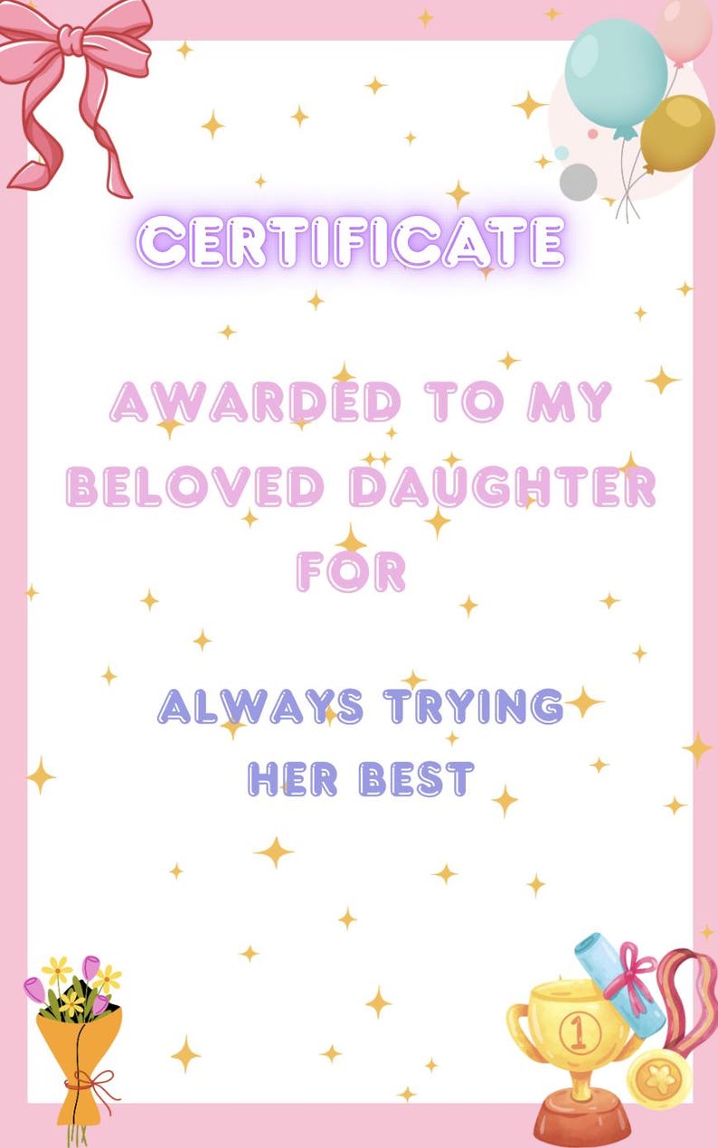 Printable Certificates for Girls – Home & School Awards (PDF) - Etsy