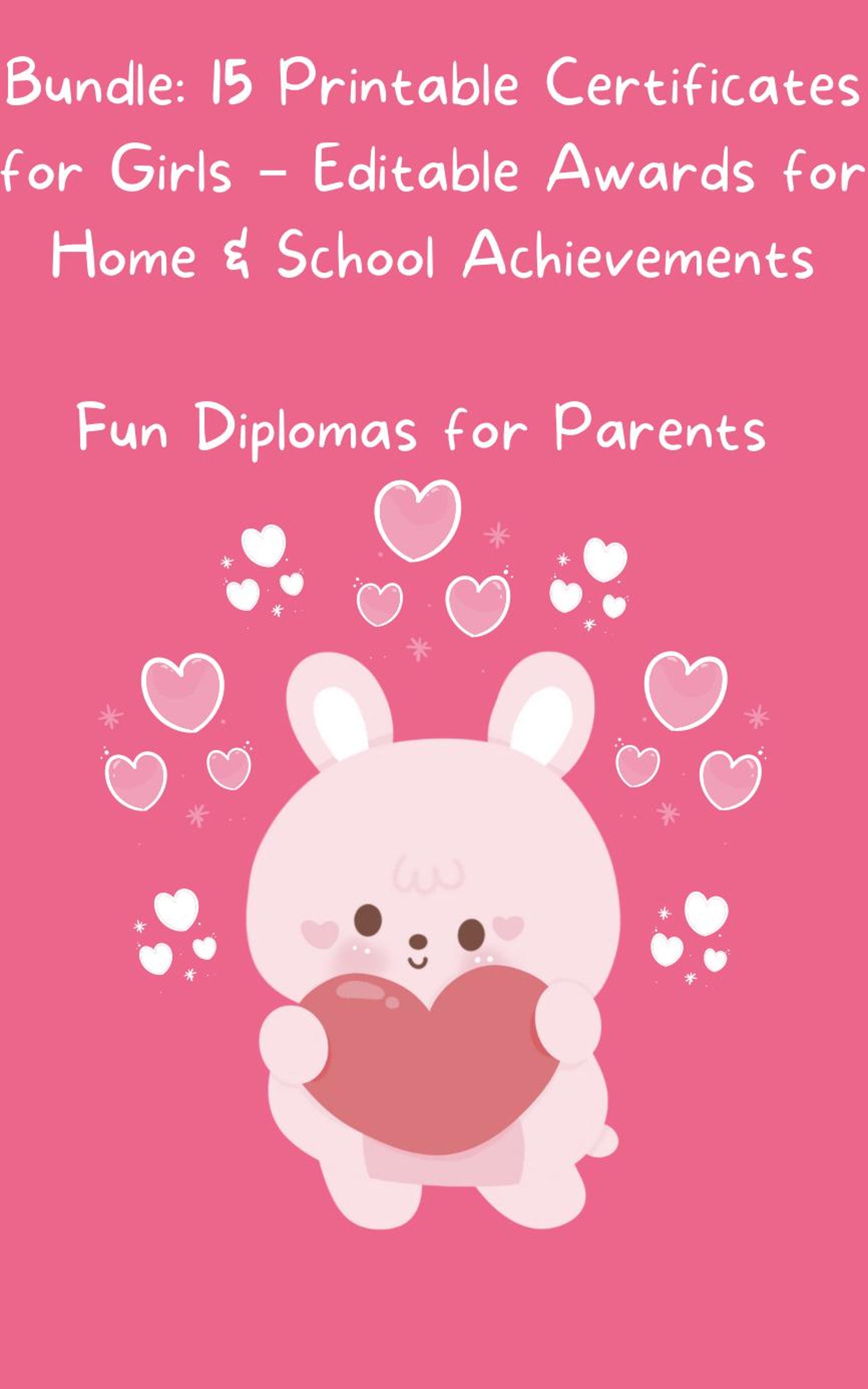 Printable Certificates for Girls – Home & School Awards (PDF) - Etsy