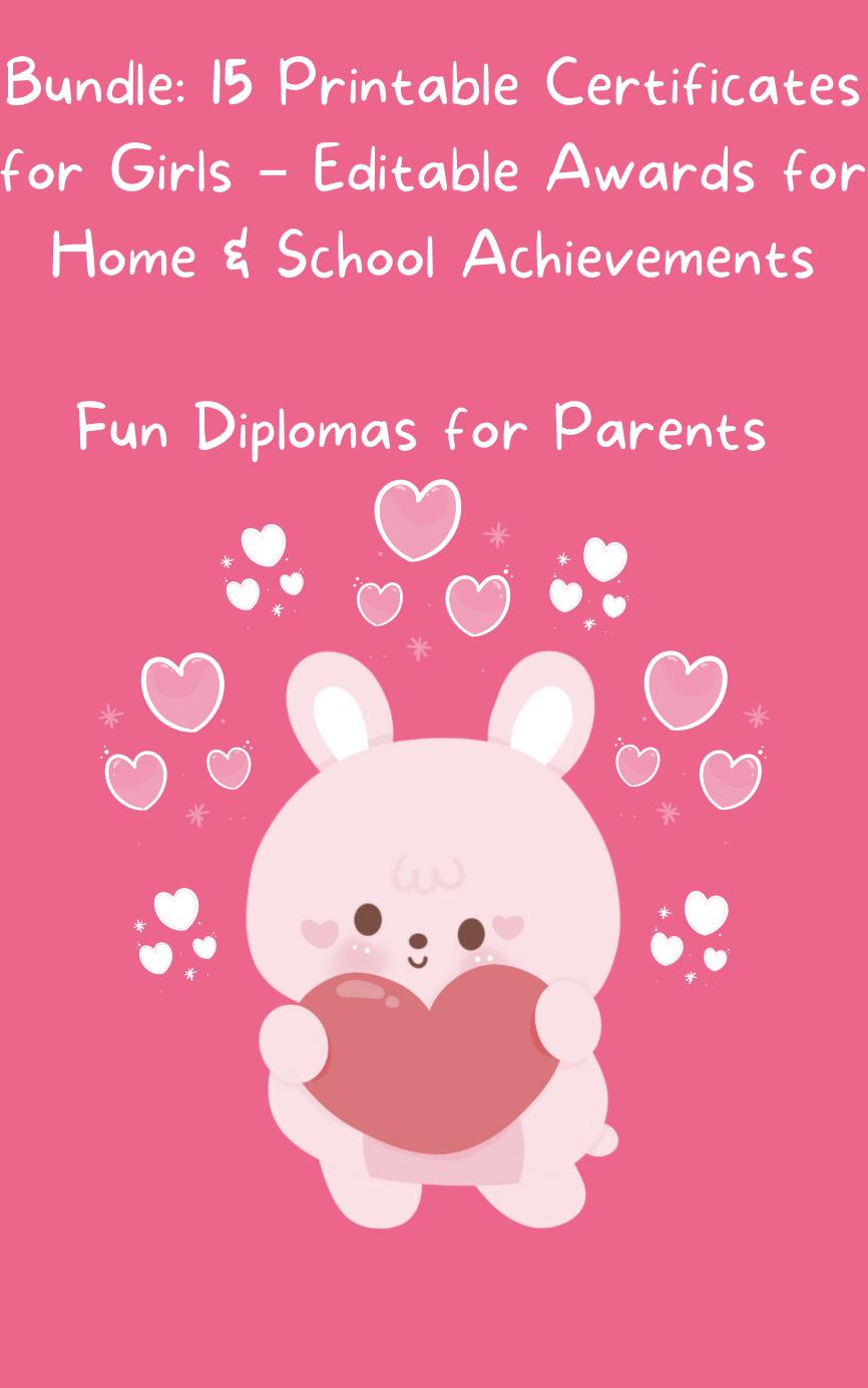 Printable Certificates for Girls – Home & School Awards (PDF) - Etsy