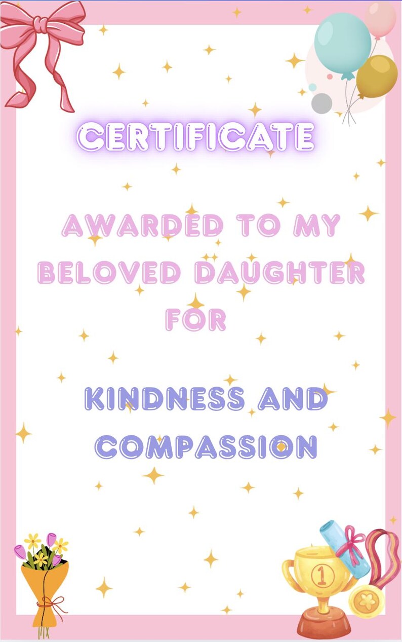 Printable Certificates for Girls – Home & School Awards (PDF) - Etsy