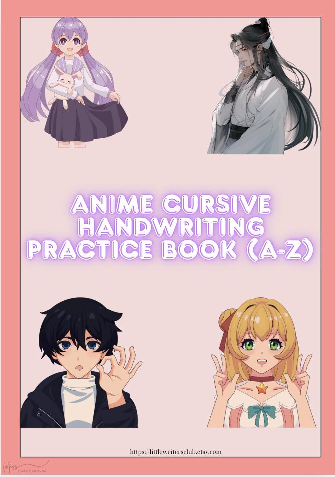 Anime Handwriting Workbook – 72 Full-color Pages – English Cursive ...