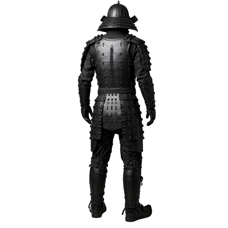 Black Leather Samurai Knight Armor - Pure Cowhide Leather Kusazuri ...