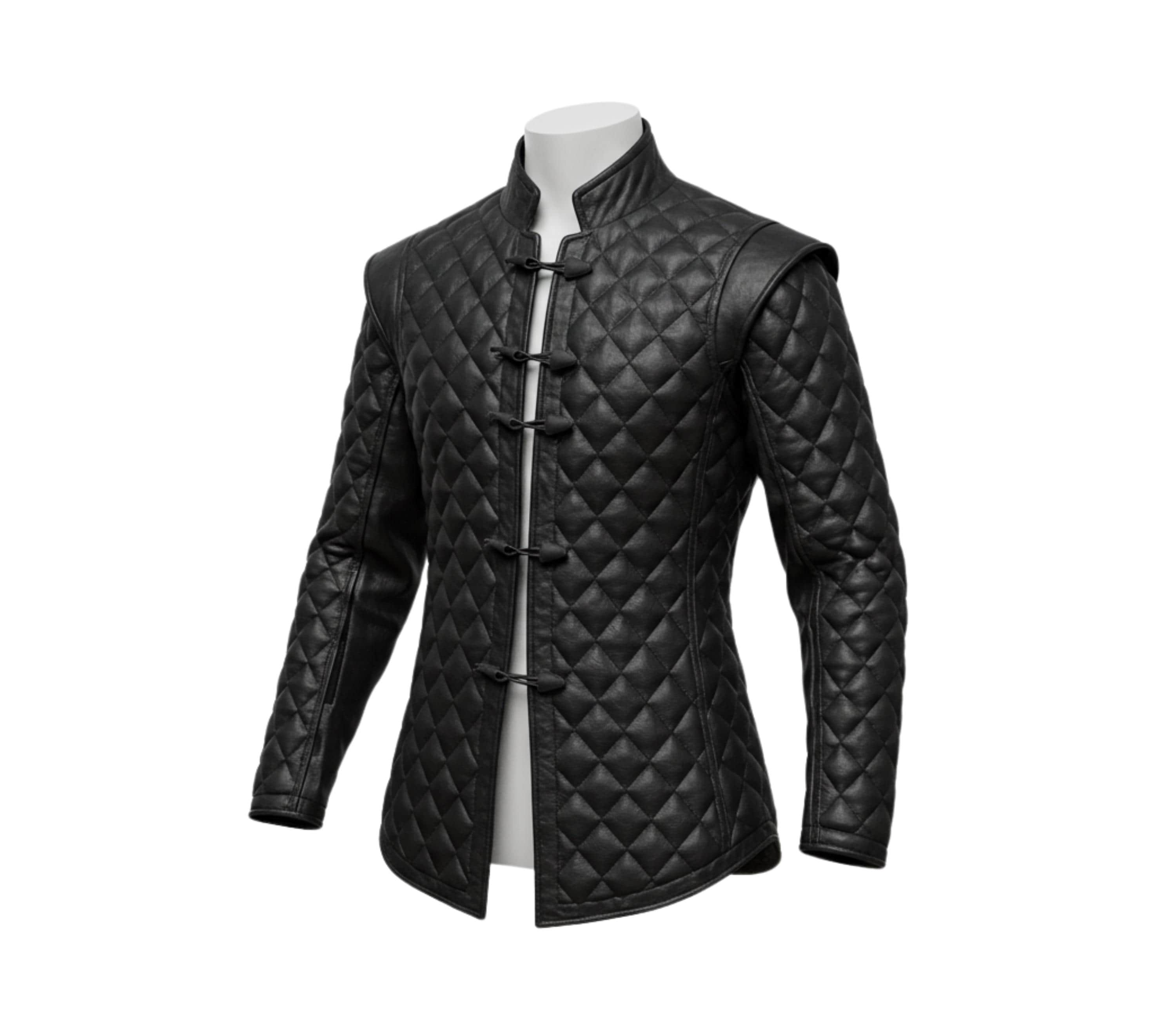 Handmade Black Leather Medieval Tunic Coat – Renaissance Inspired ...