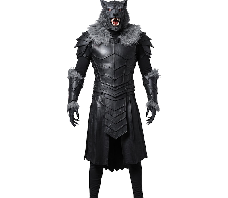 Handmade Black Leather Werewolf Armor With Kilt - Viking Cosplay ...