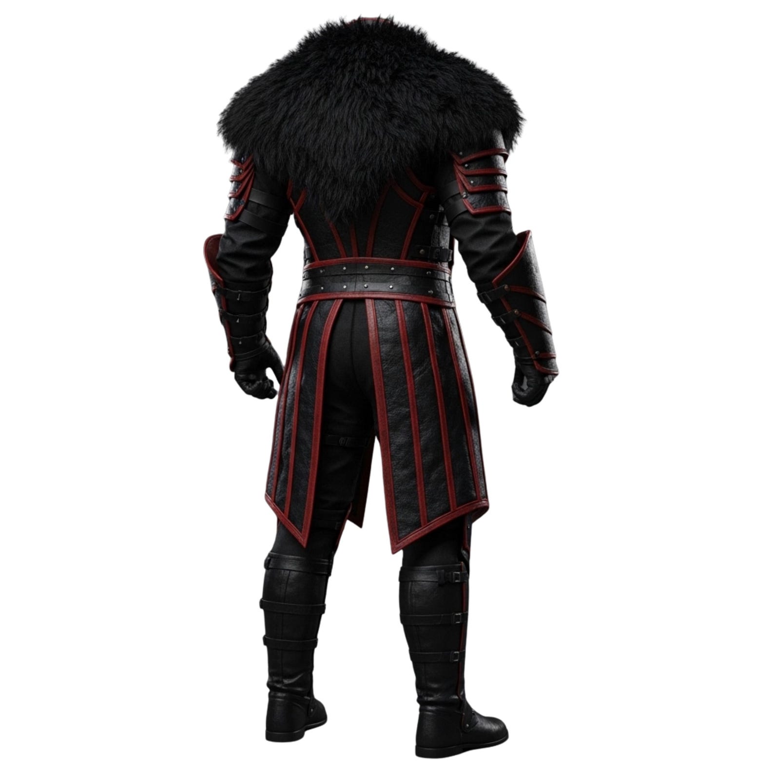 Handmade Black Leather Medieval Armor With Fur Mantle - Ren Faire ...