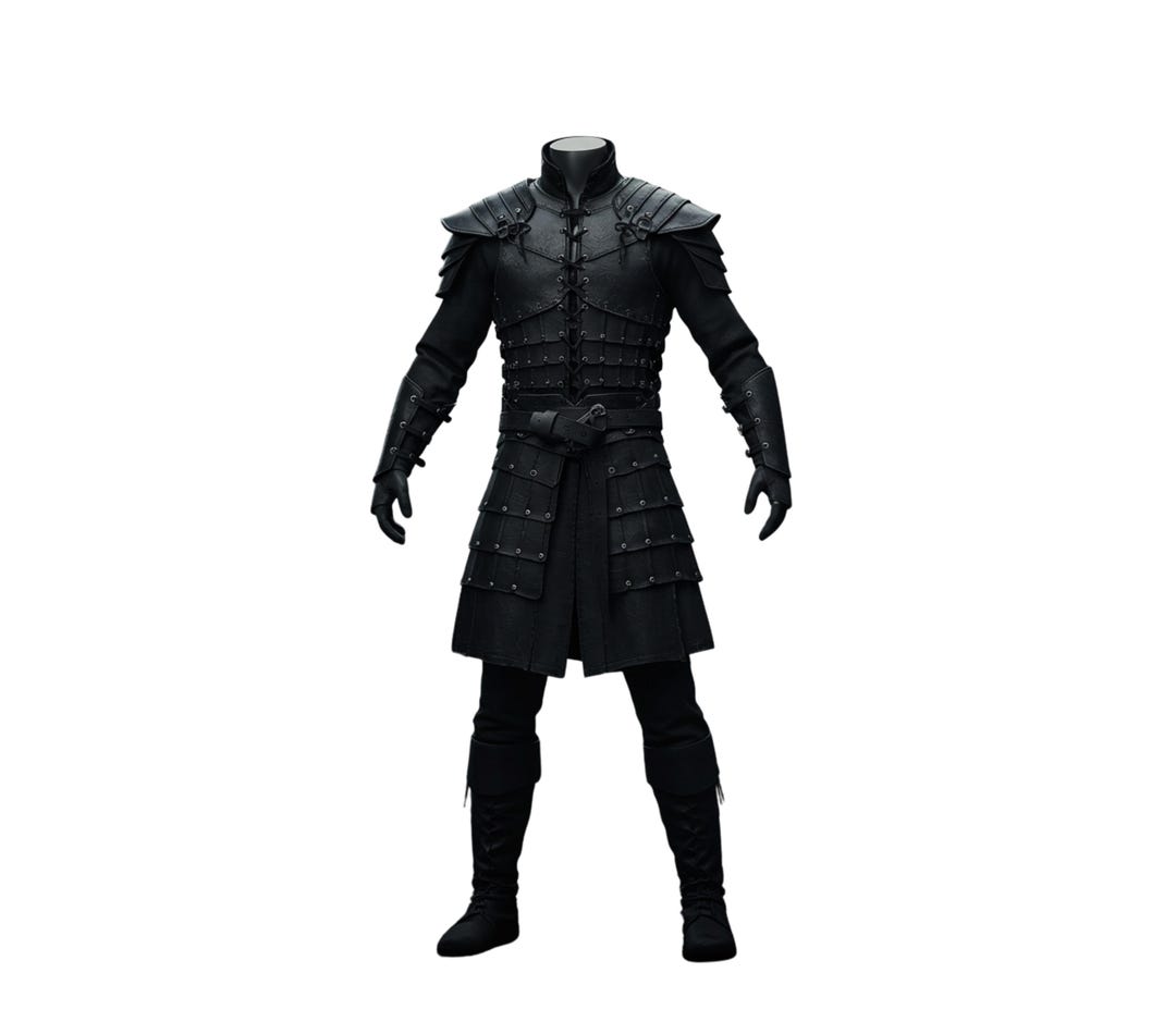 Pure Black Leather Medieval LARP Armor - Handmade Cowhide Leather ...