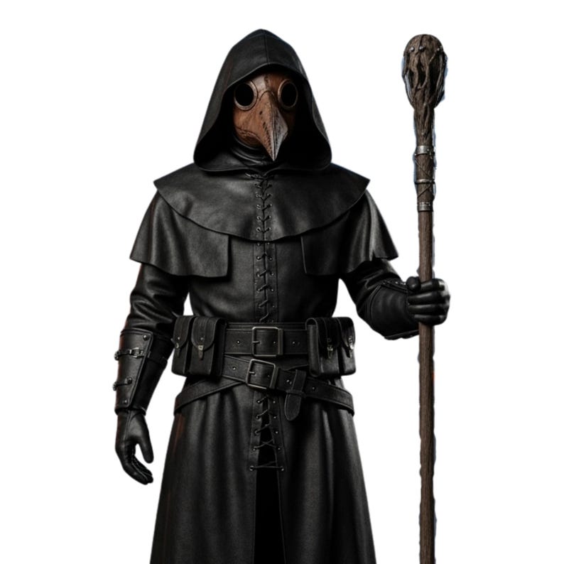 Black Leather Plague Doctor Robe: Medieval Renaissance Costume - Etsy