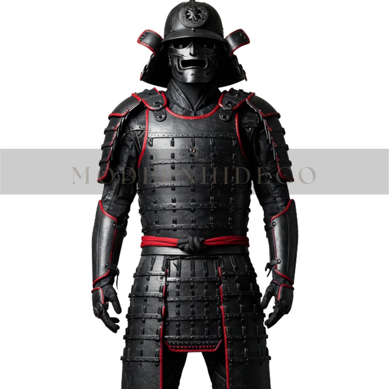 Black Leather Samurai Armor: Red Accent LARP Costume - Etsy UK