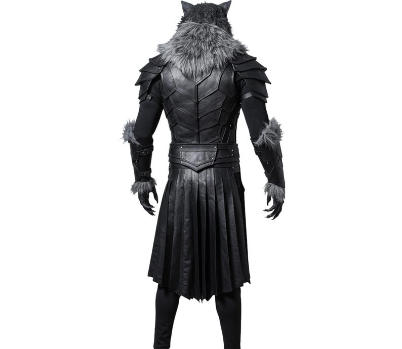 Handmade Black Leather Werewolf Armor With Kilt - Viking Cosplay ...