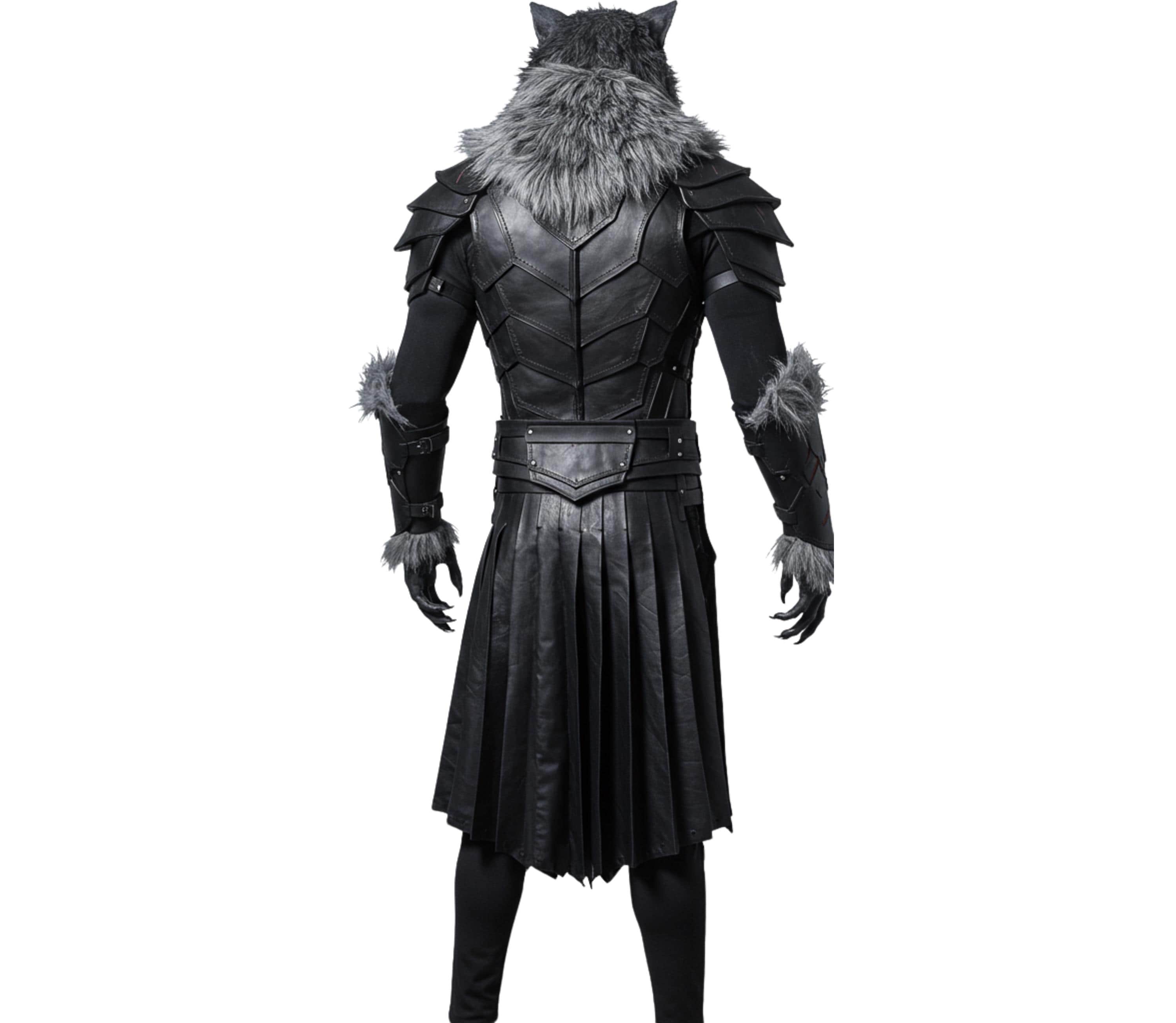 Handmade Black Leather Werewolf Armor With Kilt - Viking Cosplay ...
