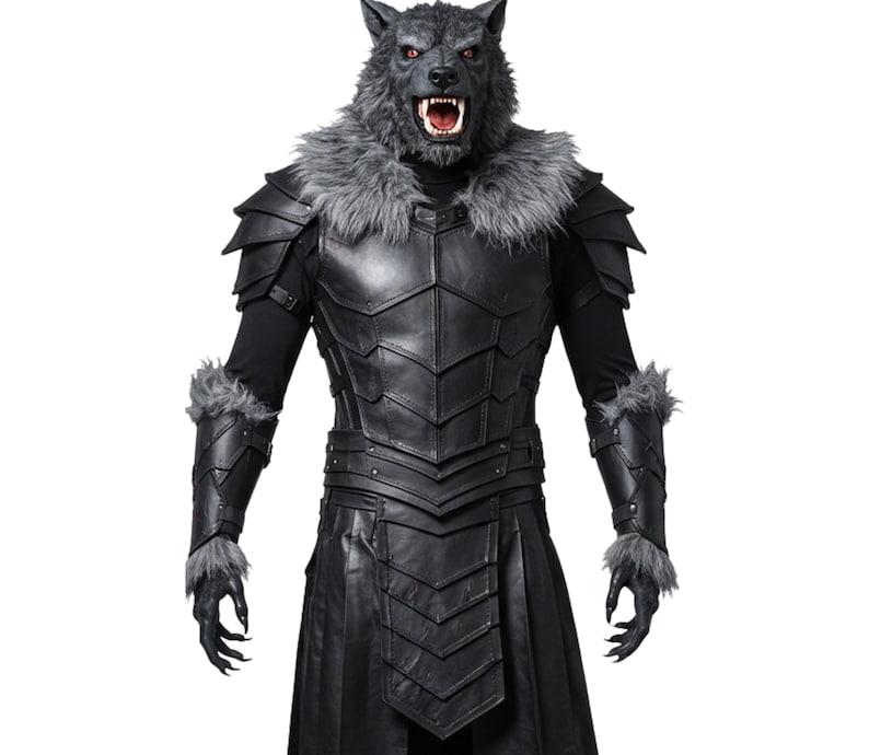 Handmade Black Leather Werewolf Armor With Kilt - Viking Cosplay ...