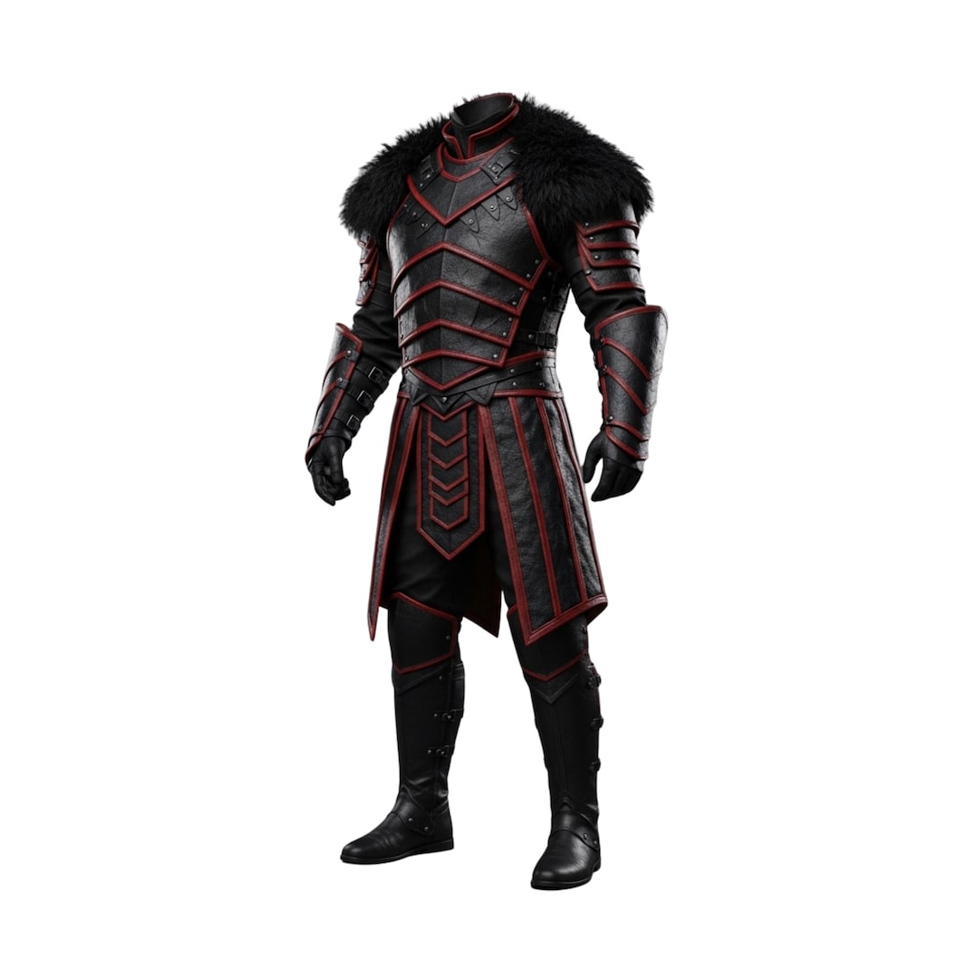 Handmade Black Leather Medieval Armor With Fur Mantle - Ren Faire ...